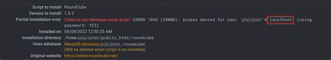 issue installing roundcube with remote sql server virtualmin