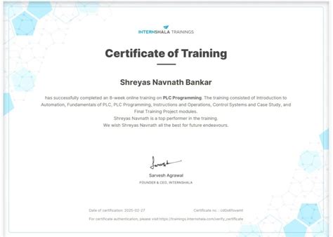 Completed Plc Programming Course On Internshala Shreyas Bankar Posted