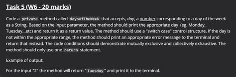 Solved Task 5 W6 20 Marks Code A Private Method Called