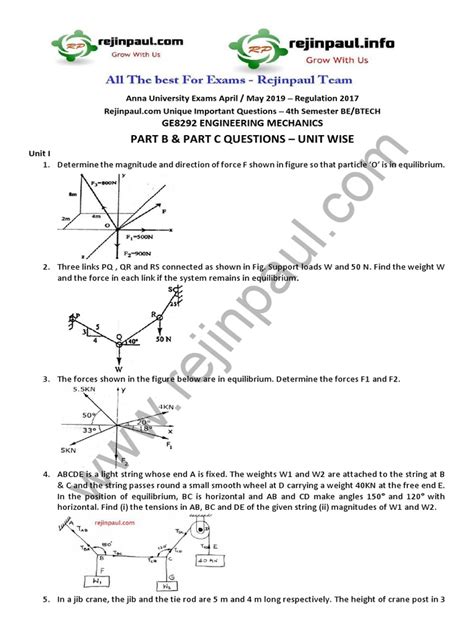 ge8292 rejinpaul iq april may 2019 pdf pdf friction tension physics