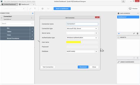 editing connection with code 192 alpana dashboard designer code192