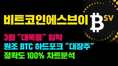 비트코인에스브이 긴급 3월 Btc 하드포크 자산 원조 대장주 100 대폭등 임박 영상 필수시청 코인시황