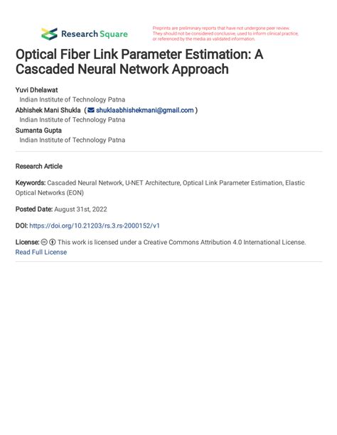 Pdf Optical Fiber Link Parameter Estimation A Cascaded Neural Network Approach