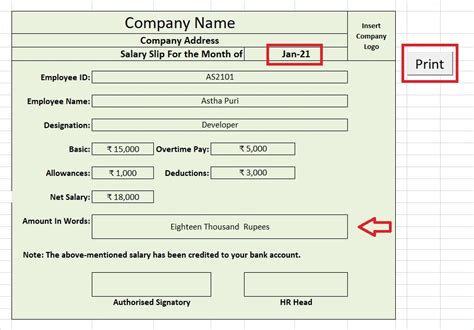 Ready To Use Salary Slip Excel Template India MSOfficeGeek