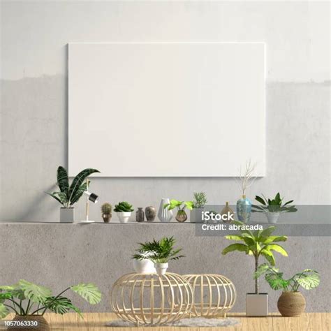 현대적인 인테리어와 커피 테이블입니다 포스터를 모의입니다 3d 그림입니다 0명에 대한 스톡 사진 및 기타 이미지 0명 가구 가정 생활 Istock