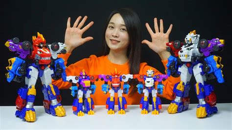 다이노코어 울트라 디버스터 티라노 샤벨 스테고 3종 불빛 사운드 로봇 Youtube