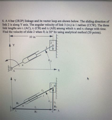 Solved 6 A 4 Bar 2r2p Linkage And Its Vector Loop Are