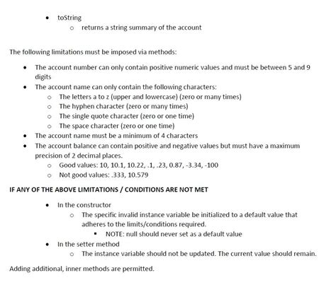 solved account class create the necessary instance