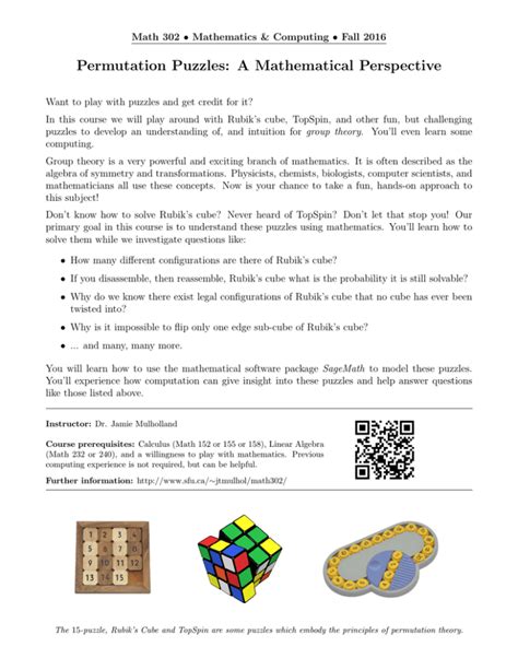 Math 302 Permutation Puzzles Group Theory And Computing