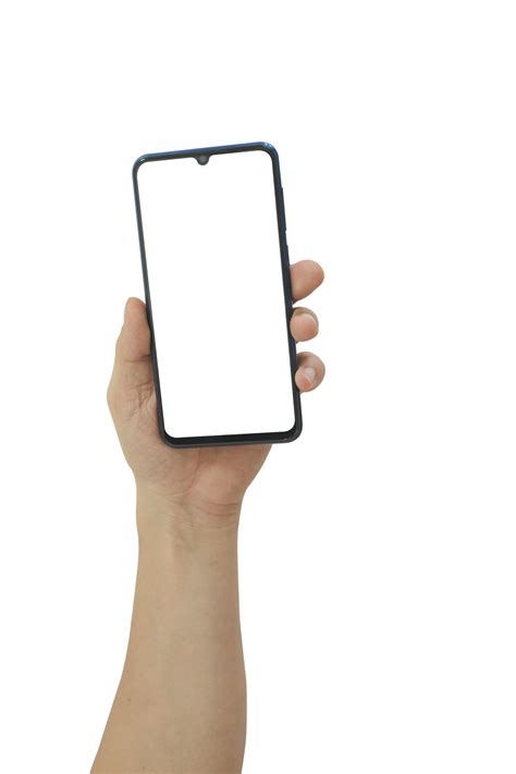 Hand Holding Smart Phone With White Blank Screen Isolated 10870514 Png