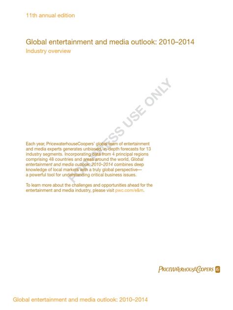 Pwc Global Entertainment And Media Outlook Pdf Advertising Mobile Device