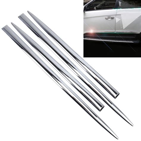 4 Pcs 자동차 자동 도어 사이드 에지 금속 안티 스크래치 바디 가드 보호 스트립 스티커 실버