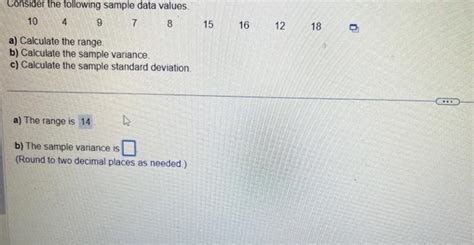 Solved Consider The Following Sample Data Values A