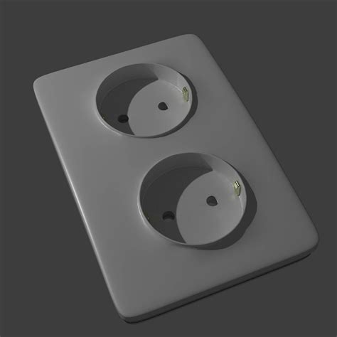 Ac Socket With Ground 3d Model