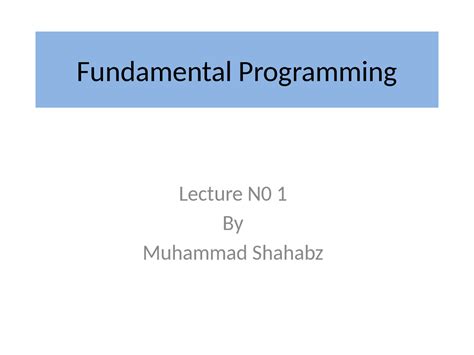 Fundamental Programming Docsity