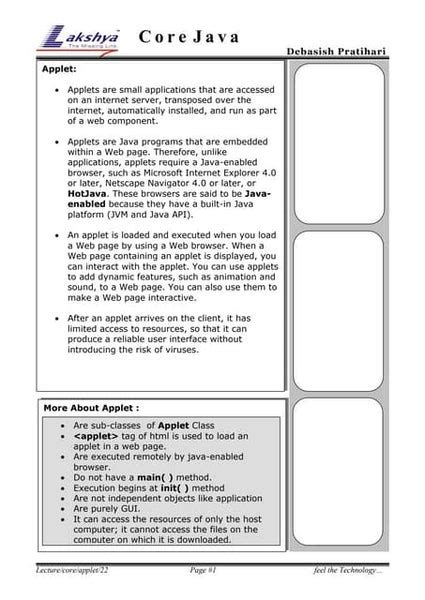 Applet Architecture Introducing Java Applets