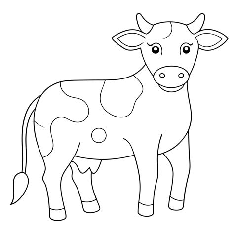 A Cartoonstyle Outline Of A Cow For Coloring Premium Ai Generated Vector