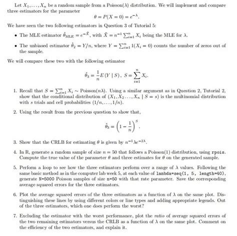 solved let x1 … xn be a random sample from a poisson λ