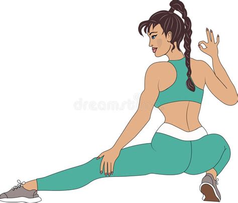 Sports Girl Doing Splits Cartoon Stock Vector Illustration Of