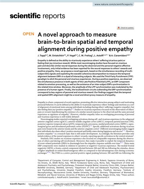 Pdf A Novel Approach To Measure Brain To Brain Spatial And Temporal Alignment During Positive
