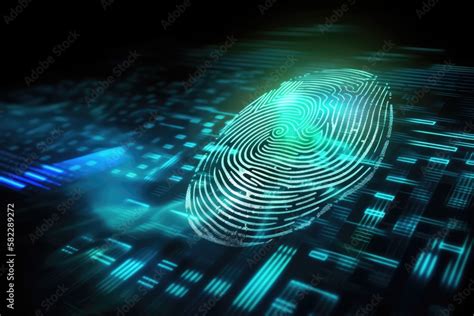 Futuristic Fingerprint Scanner Digital Processing For Biometric Identification Idea Of