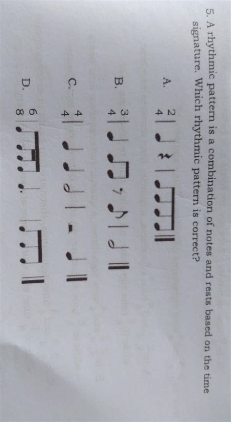 [expert answer] 5 a rhythmic pattern is a combination of notes and rests based on the