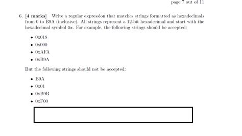 solved 6 [4 marks] write a regular expression that matches
