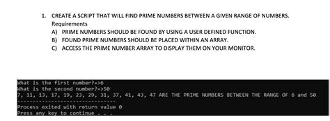 Solved 1 Create A Script That Will Find Prime Numbers