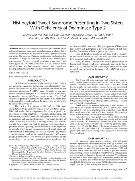 Pdf Histiocytoid Sweet Syndrome Presenting In Two Sisters With