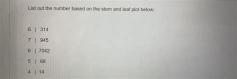 Solved List Out The Number Based On The Stem And Leaf Plot Chegg Com