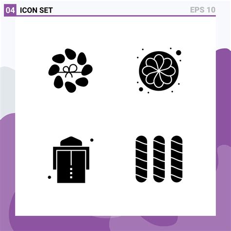 Modern Set Of Solid Glyphs And Symbols Such As Decoration Fashion Plant Sun Bread Editable