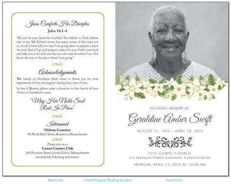 Memorial Funeral Program Template Obituary Program Te