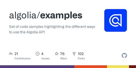 Github Algolia Examples Set Of Code Samples Highlighting The Different Ways To Use The