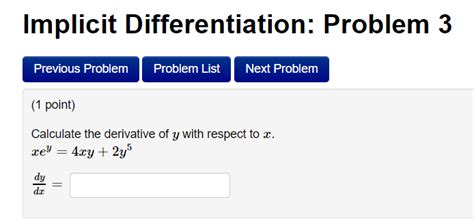 Solved Implicit Differentiation Problem 1 Previous Problem