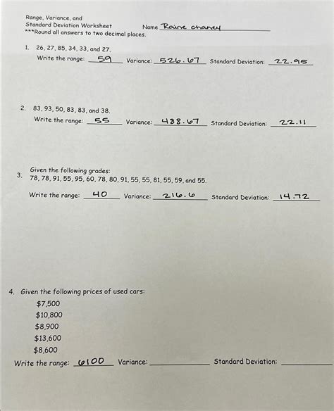 Solved Range Variance Andstandard Deviation