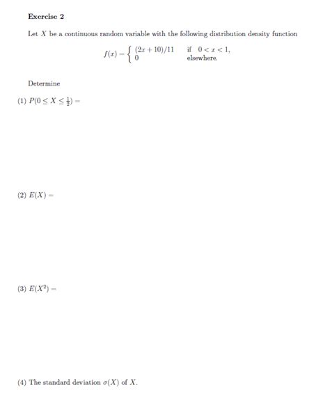 Solved Exercise Let X Be A Continuous Random Variable With Chegg