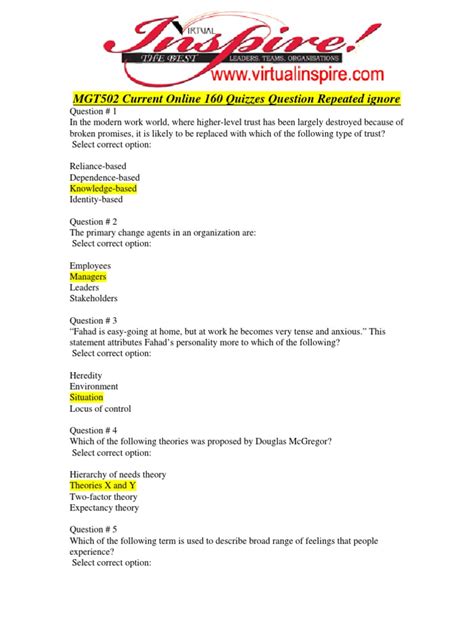 Mgt502 160 Latest Solved Unique Mcqs With Reference By Shifa Mega Super File Pdf