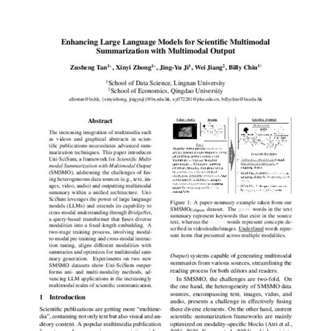 Enhancing Large Language Models For Scientific Multimodal Summarization With Multimodal Output