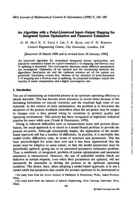pdf an algorithm with a point linearized input output mapping for integrated system