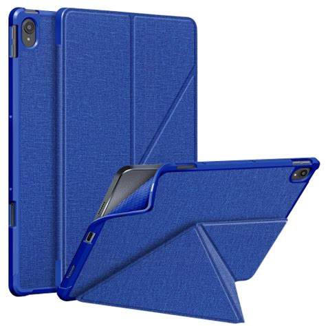 For Lenovo Tab P11 TB J606F Cloth Texture Multi Folding Horizontal Flip PU Leather Shockproof