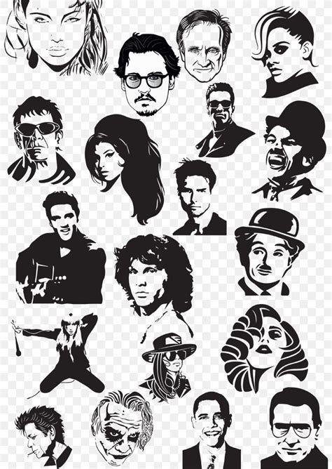 Black And White Vector Graphics Illustration Celebrity Image Png