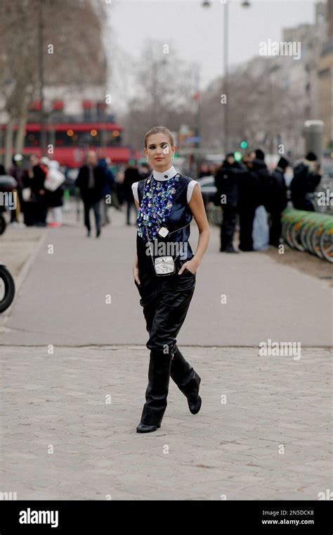 Street Style Xenia Adonts Arriving At Chanel Spring Summer Haute