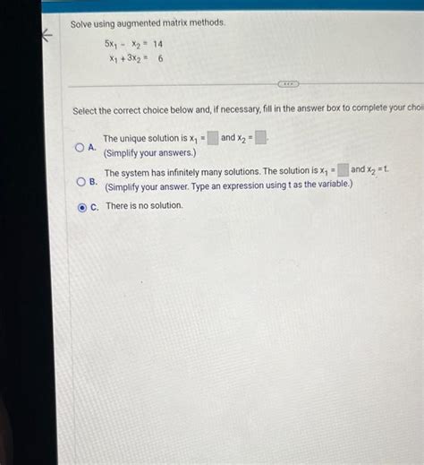 Solved Solve Using Augmented Matrix Methods