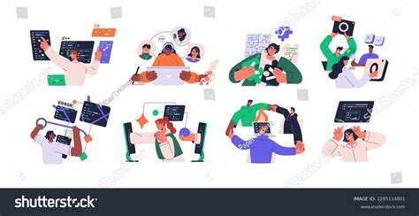 Coders Software Engineers Set Information Technology Stock Vector Royalty Free 2285114401