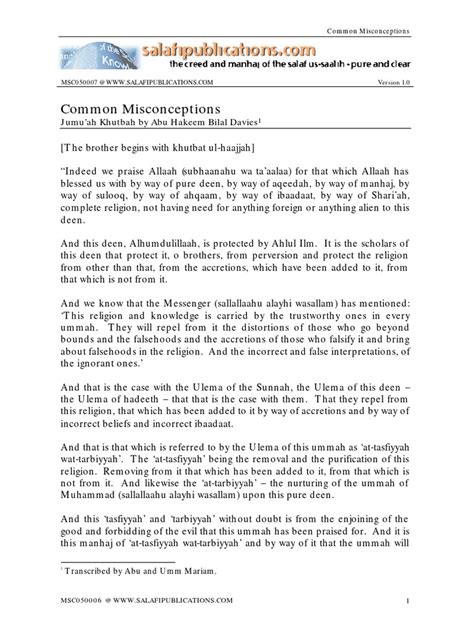 Common Misconceptions Allaahs Istiwaa Imaan And Unity By Calling To Tawheed Download Free