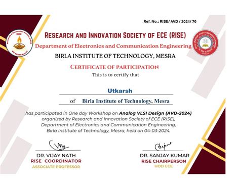 Analogvlsi Workshopexperience Bitmesra Rise Continuouslearning Utkarsh Singh