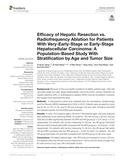 Pdf Efficacy Of Hepatic Resection Vs Radiofrequency Ablation For Patients With Very Early