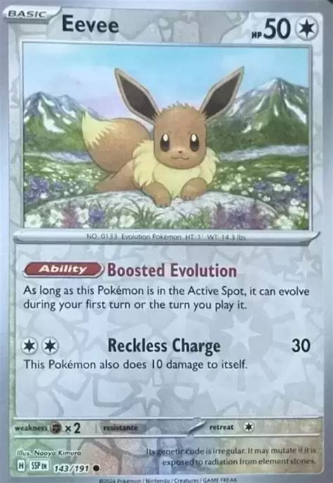 Eevee Reverse Surging Sparks Sspen Pokémon Card 143 191