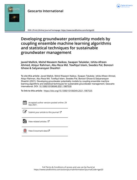 Pdf Developing Groundwater Potentiality Models By Coupling Ensemble