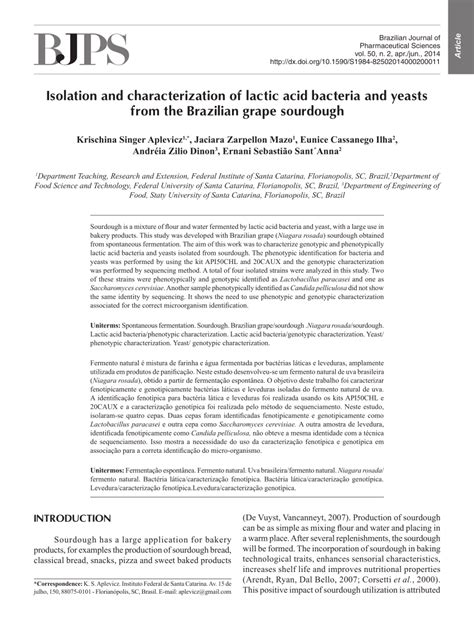 Pdf Isolation And Characterization Of Lactic Acid Bacteria And Yeasts